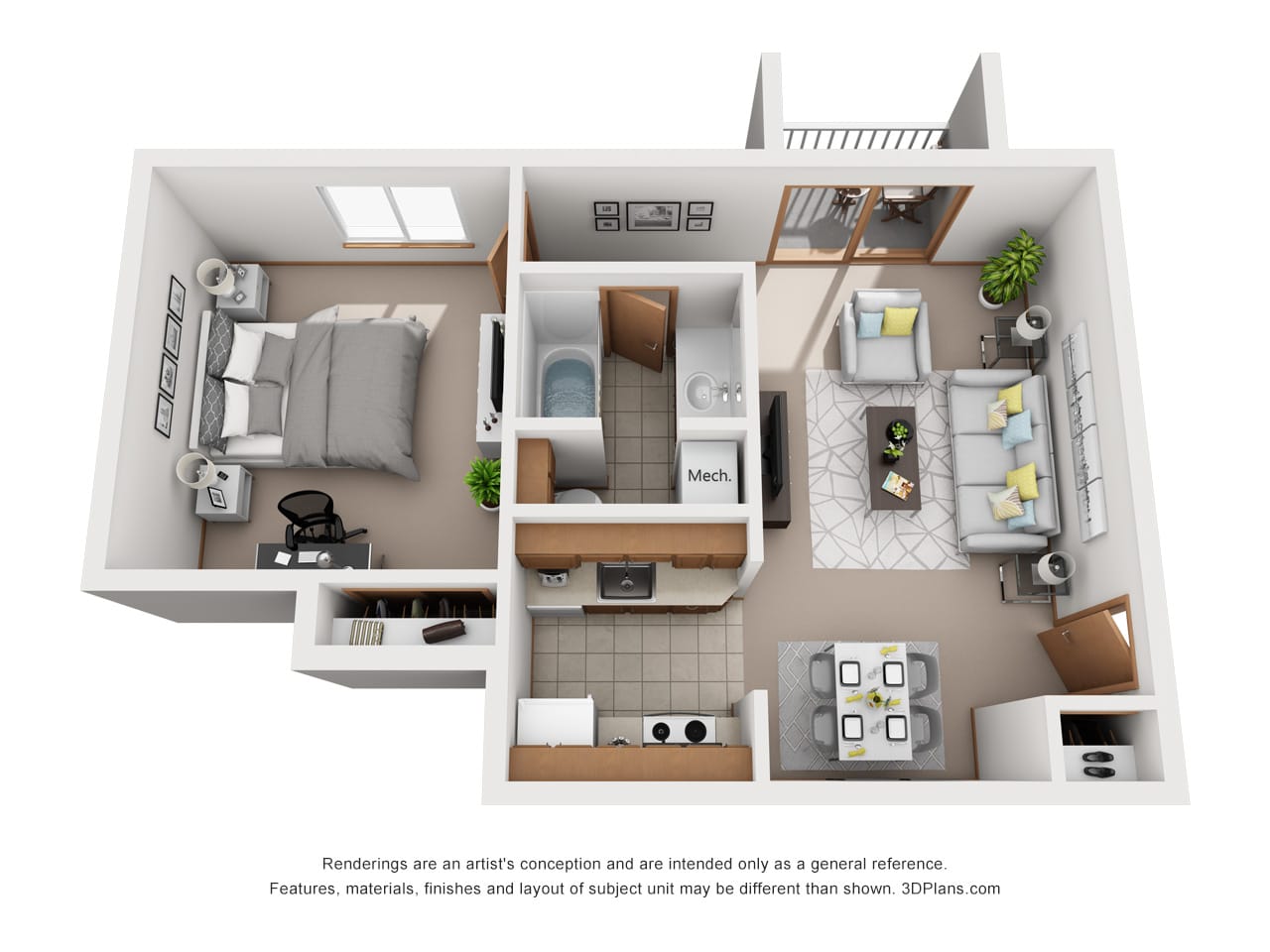 1 Bedroom 1 Bath – 545 — Alpine Village Apartments